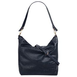 Samantha Look Damen Shopper, blau, Leder, Reptilienprägung, Taschen, echt Leder, Made in Italy