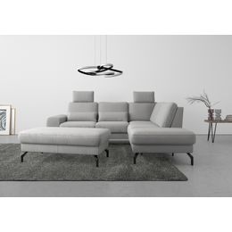 Sit & More Ecksofa SIT & MORE, B:260cm H:91cm T:226cm, grau, Wohnzimmer, Sofas, "Cinturo L-Form", inklusive Sitztiefenverstellung und Federkern, Sitzhöhe 48 cm