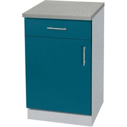 Wiho-K&uuml;chen Unterschrank WIHO K&Uuml;CHEN, B:40cm H:85cm T:50cm, blau, K&uuml;che, Schr&auml;nke, "Kiel", 40 cm breit, in Tiefe 50 cm