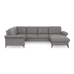 Wohnlandschaft Places of Style, B:326cm H:91cm T:188cm, grau, 100% Polyester, Sofas, "Calando U-Form", wahlweise mit Bettfunktion, Bettkasten und