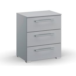 Nachtkommode Rauch, B:40cm H:61cm T:42cm, grau, Holzwerkstoff, Sideboards, "Skat Pure", mit 3 Schubladen in puristischem Design