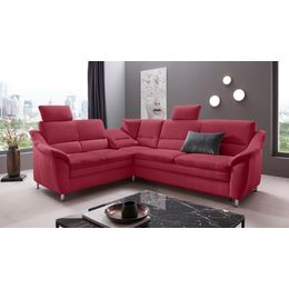 Ecksofa Places of Style, B:249cm H:90cm T:209cm, rot, Luxus-Microfaser Lederoptik (100% Polyester);Luxus-Microfaser (100% Polyester);Luxus-Microfaser