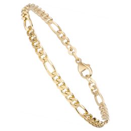 Jobo Damen Armband, 21cm, Gelbgold 333, gold, Gelbgold 333, Armb&auml;nder, Figaroarmband 333 Gold massiv 21 cm