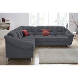 Sit & More Ecksofa SIT & MORE, B:264cm H:86cm T:244cm, grau, Bedruckte Microfaser (100% Polyester);Luxus-Microfaser ALTARA NUBUCK (100% Polyester);Struktur