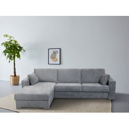 Ecksofa Home Affaire, B:280cm H:85cm T:173cm, grau, 100% Polyester, Wohnzimmer, Sofas, "Roma "M" Matratzenhöhe 14 cm, Dauerschlaffunktion, mit
