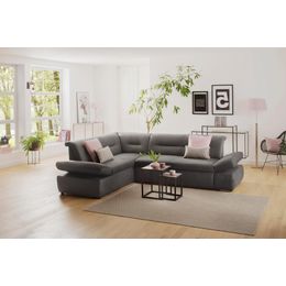 Ecksofa Inosign, B:275cm H:80cm T:211cm, grau, 100% Polyester, Wohnzimmer, Sofas, "Avesa L-Form", Wahlweise mit Arm- und Bettfunktion, B/T/H: