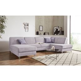 Sit & More Wohnlandschaft SIT & MORE, B:319cm H:89cm T:190cm, silber, Sofas, "Clio U-Form", wahlweise mit Bettfunktion und Bettkasten, inklusive Federkern