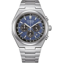 Citizen Herren Chronograph, silber, Armbanduhren, Armbanduhr, Herren, Titan, Eco-Drive, Solar, Stoppfunktion, Saphirglas
