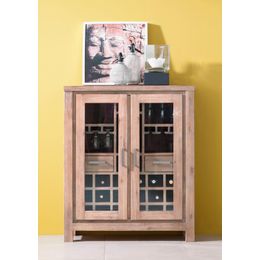Barschrank GUTMANN FACTORY, B:103cm H:123cm T:40cm, beige, Massivholz, Wohnzimmer, Schr&auml;nke, "Tunis", mit viel Platz f&uuml;r Flaschen und Gl&auml;ser