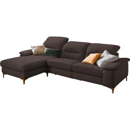 Ecksofa Places of Style, B:280cm H:84cm T:184cm, braun, Luxus-Mikrofaser Lederoptik: 100% Polyester, ;Struktur: 85% Polyester, 15% Viskose, ,