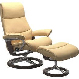 Relaxsessel stressless, B:82cm H:109cm T:81cm, gelb, Wohnzimmer, Sessel, "View", mit Signature Base, Gr&ouml;&szlig;e M,Gestell Wenge