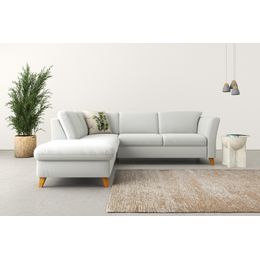 Ecksofa Home Affaire, B:252cm H:86cm T:213cm, grau, 100% Polyester, Wohnzimmer, Sofas, "Trelleborg L-Form", Federkern-Polsterung, wahlweise mit