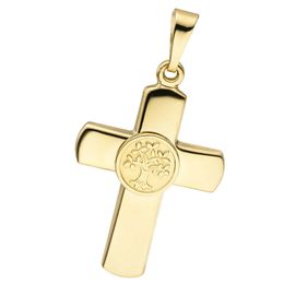 Jobo Damen Kreuzanh&auml;nger "Anh&auml;nger Kreuz mit Lebensbaum", Gelbgold 333, gold, Gelbgold 333, Schmuckanh&auml;nger, 333 Gold