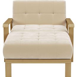 Sit & More Recamiere SIT & MORE, B:109cm H:88cm T:185cm, braun, 100% Polyester, Sofas, "Billund", Armlehnen aus eichefarbigem Buchenholz, verschiedene Bez&uuml;ge