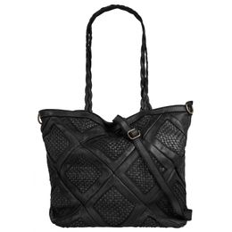 Samantha Look Damen Shopper, schwarz, Leder, Taschen, echt Leder, Made in Italy