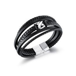Firetti Herren Armband "Schmuck Geschenk Armschmuck Armkette Kreuz", 21cm, Edelstahl Kautschuk Lederimitat, schwarz, Edelstahl, Kautschuk,