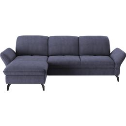 Sit & More Ecksofa SIT & MORE, B:267cm H:88cm T:200cm, blau, 90% Polyester, 10% Polyamid, Wohnzimmer, Sofas, "Leandro L-Form", Wahlweise mit Bett-, Kopfteil -