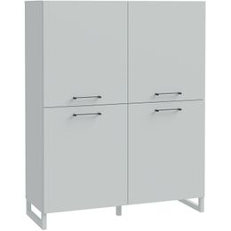 Highboard FORTE, B:109,9cm H:138,2cm T:41,1cm, grau, Dekorfolie, Spanplatte, Wohnzimmer, Sideboards, "Silba", Breite ca. 109,9 cm