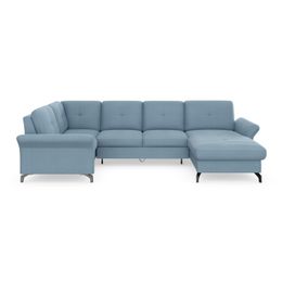 Wohnlandschaft Places of Style, B:326cm H:91cm T:188cm, blau, 98% Polyester 2% Polyamid, Sofas, "Calando U-Form", wahlweise mit Bettfunktion,
