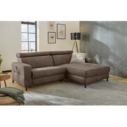 Jockenhöfer Ecksofa, B:247cm T:100cm, braun, JOCKENHÖFER GRUPPE, Korpus: 100% Polyester;Kissen: 80% Polyester, 20% Baumwolle, Wohnzimmer, Sofas, "Doppio L-Form