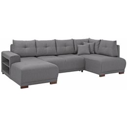 Wohnlandschaft Home Affaire, B:300cm H:91cm T:162cm, grau, Filzoptik (100% Polyester);Struktur (100% Polyester);Struktur fein ( 100% Polyester),