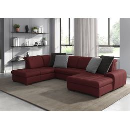Sit & More Wohnlandschaft SIT & MORE, B:329cm T:224cm, rot, Luxus-Microfaser ALTARA NUBUCK (100% Polyester);Soft clean (98% Polyester, 2% Polyamid);Struktur