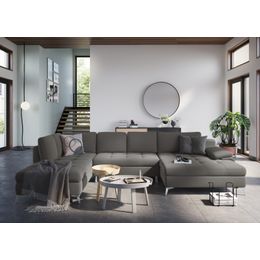 Sit & More Wohnlandschaft SIT & MORE, B:346cm T:201cm, grau, Sofas, "Latigo U-Form", mit Mega-Recamiere, wahlweise mit Bettfunktion und Bettkasten