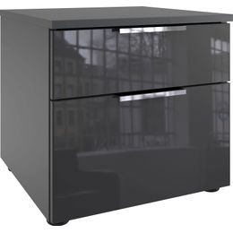 Nachtkommode wimex, B:41cm H:39cm T:41cm, grau, Spanplatte, Sideboards, "Level36 C by fresh to go", Nachttisch mit Glaselementen auf der Front,