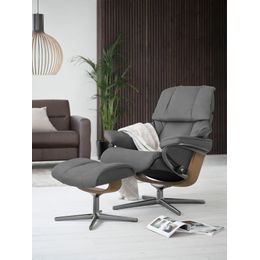 Relaxsessel stressless, B:83cm H:100cm T:76cm, grau, Microfaser DINAMICA (88% Polyester, 12% Polyurethan), Wohnzimmer, Sessel, "Reno", mit Cross