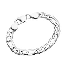 Smart Jewel Damen Armband "Figarokette 3/1 diamantiert, massiv, Silber 925", 21cm, Silber 925 (Sterlingsilber), silber, Silber 925 (Sterlingsilber),