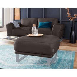 Hocker W.Schillig, B:71cm H:42cm T:71cm, braun, Garten, Hocker, "montanaa", mit Metallkufen in Silber matt, Breite 71 cm