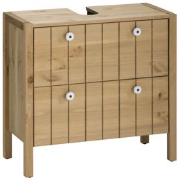 Waschbeckenunterschrank Home Affaire, B:57cm H:61cm T:28cm, beige, Massivholz, Schränke, "Tina", Badmöbel, Schrank, Breite 57 cm, Massivholz
