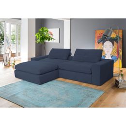 Ecksofa Alina, B:296cm H:84cm T:180cm, blau, Chenille (100% Polyester), Wohnzimmer, Sofas, "Sandy", mit losen Sitz- und Rückenkissen