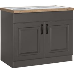 Wiho-K&uuml;chen Sp&uuml;lenschrank WIHO K&Uuml;CHEN, B:100cm H:86cm T:60cm, grau, K&uuml;che, Schr&auml;nke, "Erla", 100 cm breit mit Kassettenfront