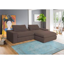 Ecksofa Alina, B:296cm H:84cm T:180cm, braun, Chenille (100% Polyester), Wohnzimmer, Sofas, "Sandy", mit losen Sitz- und Rückenkissen