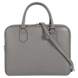 CLUTY Damen Aktentasche, grau, Leder, leicht glänzend, unifarben, Taschen, echt Leder, Made in Italy