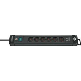 Fa.Brennenstuhl BRENNENSTUHL Steckdosenleiste "Premium-Line", 3m, schwarz, Steckdosenleisten, mit Schalter, Aufh&auml;nge-Vorrichtung, 2-fach USB