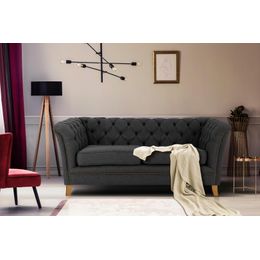 2-Sitzer Home Affaire, B:175cm H:76cm T:81cm, grau, Samtoptik (100% Polyester);Luxus-Microfaser Vintageoptik (100% Polyester);Struktur fein (100%