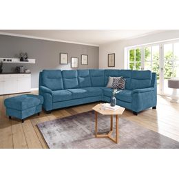 Ecksofa Home Affaire, B:265cm H:104cm T:215cm, blau, Struktur weich (90% Polyester / 10% Polyamid);Luxus-Microfaser (100% Polyester);Luxus-Microfaser