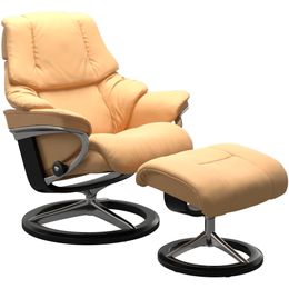 Fu&szlig;hocker stressless, B:55cm H:43cm T:41cm, gelb, Garten, Hocker, "Reno", mit Signature Base, Gestell Schwarz
