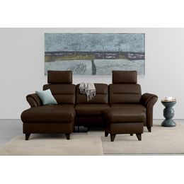 Sit & More Ecksofa SIT & MORE, B:250cm H:87cm T:163cm, braun, 100% Polyester, Wohnzimmer, Sofas, "Mellum L-Form", Federkern, wahlweise mit Bettfunktion,