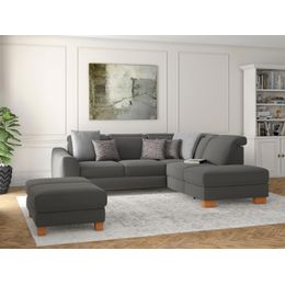 Sit & More Ecksofa SIT & MORE, B:263cm H:86cm T:219cm, grau, Wohnzimmer, Sofas, "Dundee L-Form", mit Federkern und Massivholzfüßen, wahlweise mit