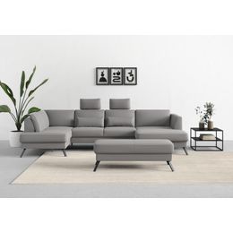 Sit & More Wohnlandschaft SIT & MORE, B:342cm H:88cm T:188cm, grau, Sofas, "Lindholm U-Form", mit Sitztiefenverstellung und Federkern