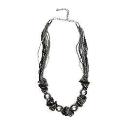 Damen Kette mit Anhänger "Weda", schwarz, Basic, Collezione Alessandro, Glas, Halsketten, aus 10 Reihen Glasperlen