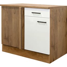 Eckunterschrank Flex-Well, B:110cm H:85cm T:60cm, beige, Holzwerkstoff, Küche, Schränke, "Vintea", (B x H x T) 110 x 85 x 60 cm, als Ecklösung