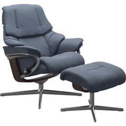 Fu&szlig;hocker stressless, B:55cm H:43cm T:41cm, blau, Leder PALOMA: PALOMA ist ein durchgef&auml;rbtes Semianilin-M&ouml;belleder mit nat&uuml;rlicher Narbung., Garten,