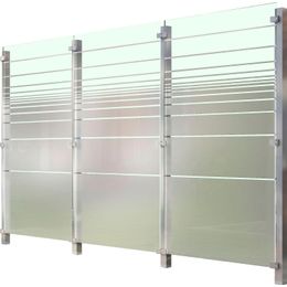STAKET PRO Zaun, Pfosten: 4 Stk., silber, Zaunelemente, Glaszaun, Gesamtl&auml;nge: 3,32 m, 4 Pfosten