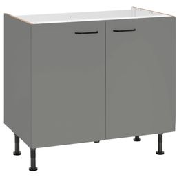 Spülenschrank Optifit, B:90cm H:87cm T:58,4cm, grau, Holzwerkstoff, Küche, Schränke, "Elga", mit Soft-Close-Funktion, höhenverstellbaren Füßen,