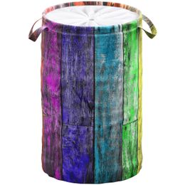Wäschekorb Sanilo, H:55cm Ø:37cm, bunt, Polyester, Badezimmer, Wäschesammler, "Rainbow", 60 Liter, faltbar, mit Sichtschutz