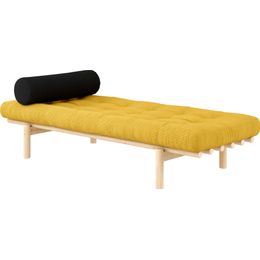 Daybed Karup Design, B:75cm H:37cm L:200cm, beige, Daybetten, "Next", aus massiven Kiefernholz, inkl. Futonmatratze und Kissen